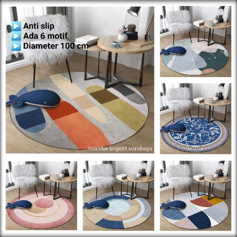 Jual KARPET LANTAI KARPET BULAT RUANG TAMU ANTI SLIP 100 CM | Shopee ...