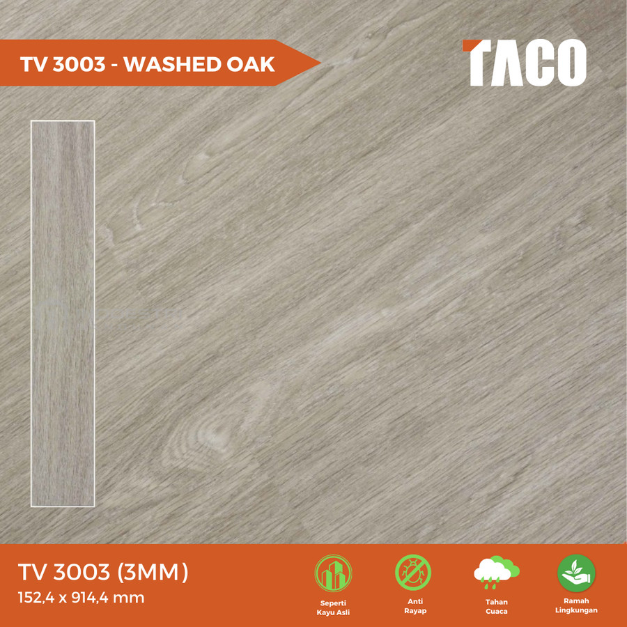 Jual TACO Lantai Vinyl 3mm TV 3003 Washed Oak / Lantai Motif Kayu Taco ...