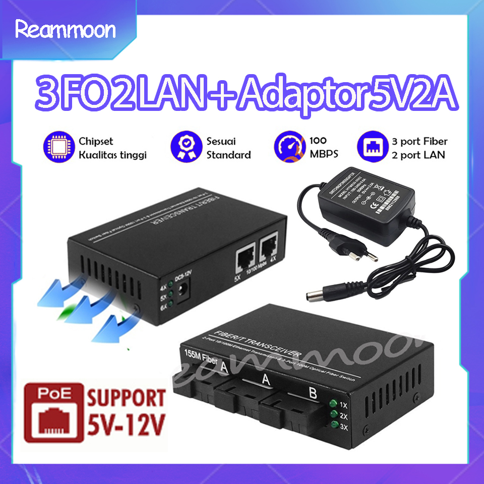 Jual [POE] Konverter Fo 3F2E Converter 3 Fo 2 LAN Htb AAB Media ...