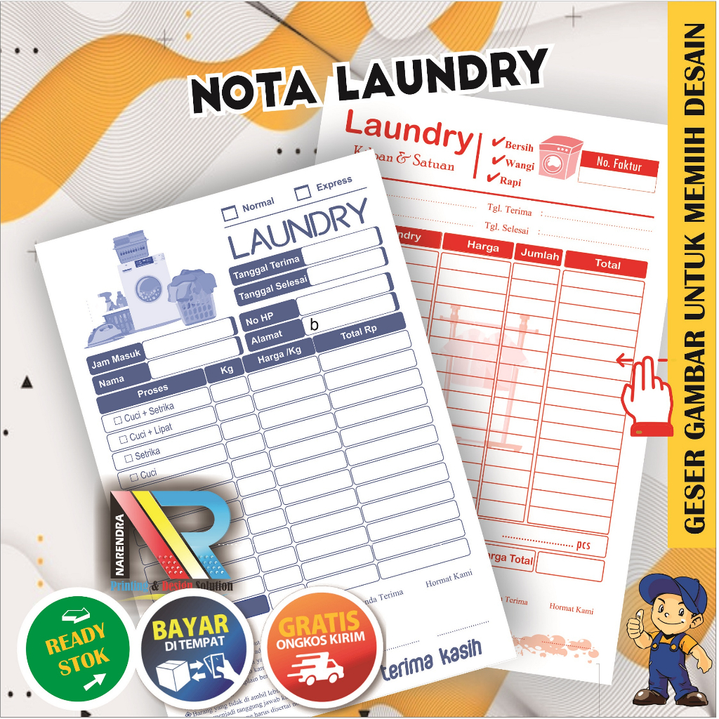 Jual Nota Laundry Kiloan & Satuan | Nota Cuci Pakaian | Nota Laundry Siap Pakai | Diskon Grosir ...