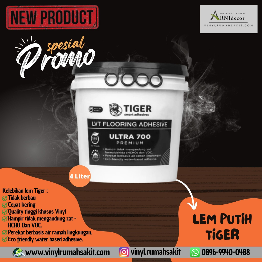 Jual Lem Vinyl Lantai merk TIGER ULTRA 700 PREMIUM - 4 LTR untuk 25m2 | Shopee Indonesia