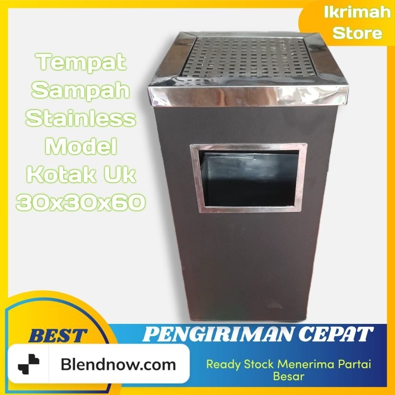 Jual tempat sampah stainless model kotak uk 30x30x60cm model asbak | Shopee Indonesia