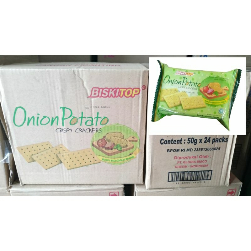 Jual BISKITOP ONION POTATO CRISPY CRACKERS 1DOS ISI 24pc/BISKUIT RASA ...