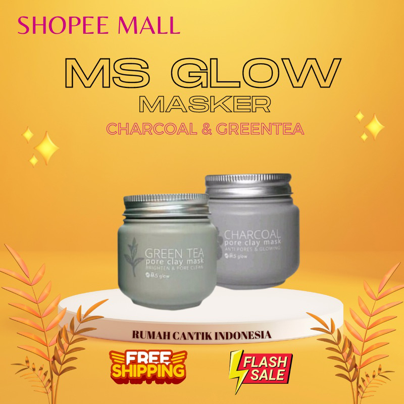 Jual masker ms glow / ms glow charcoal clay mask / ms glow green tea ...