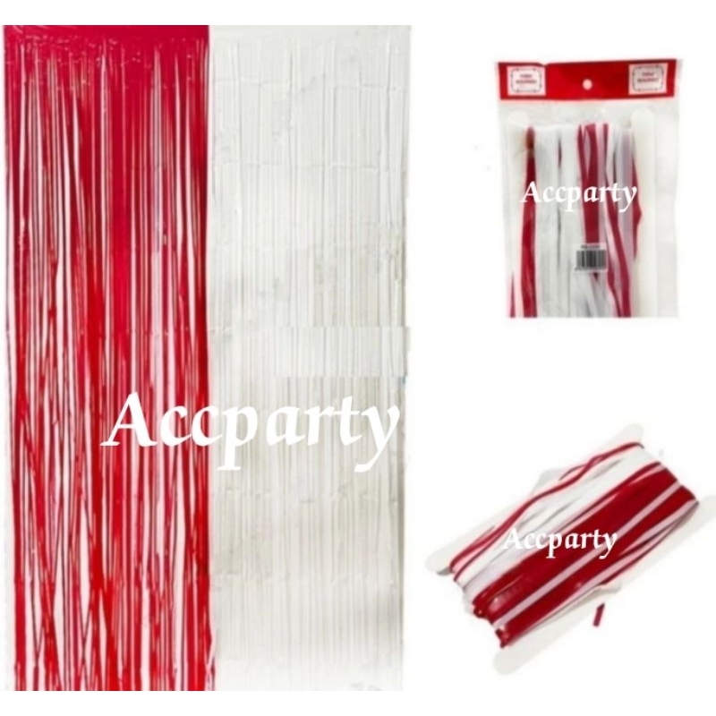 Jual Tirai Foil Merah Putih / Tirai Rumbai Merah Putih | Shopee Indonesia