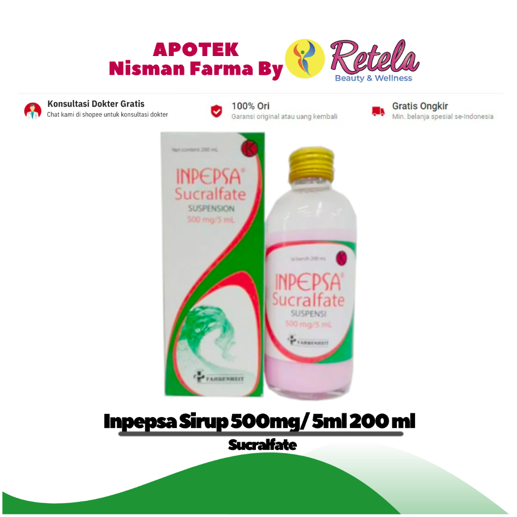 Jual INPEPSA SYRUP 200ML ( Sucralfate 500 mg ) / MAAG / TUKAK LAMBUNG ... Jual INPEPSA SYRUP 200ML ( Sucralfate 500 mg ) / MAAG / TUKAK LAMBUNG ...