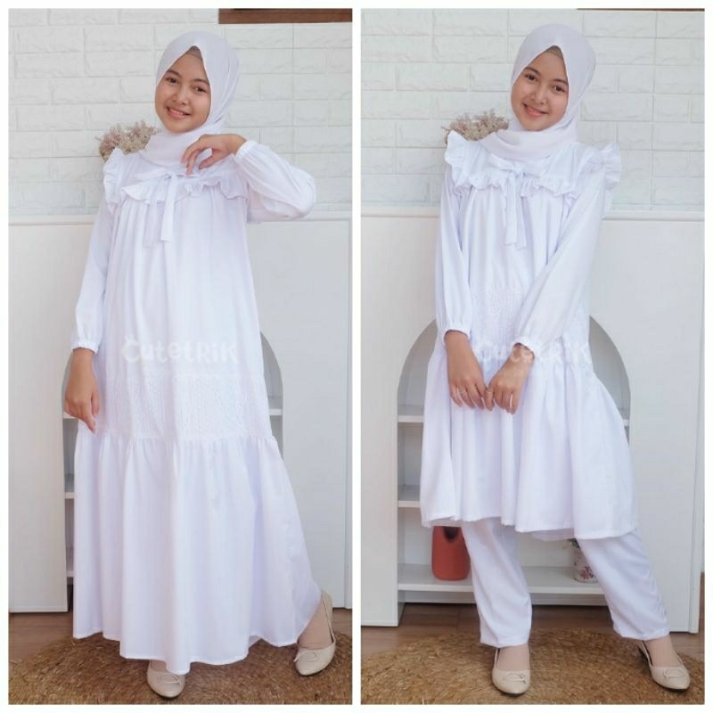 Jual Gamis Putih | Setelan Putih | Baju Manasik Haji | Gamis Cutetrik ...