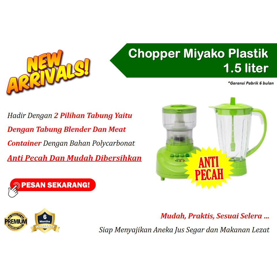 Jual Blender Miyako CH 501 PF AP Chopper Blender Miyako 2 In 1 Warna ...