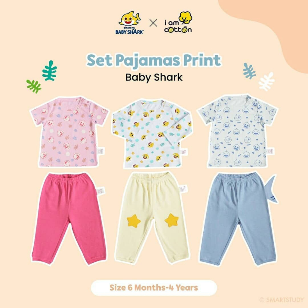 Jual Piyama Anak Pajamas Bayi Setelan Baby Shark Pinkfong I Am Cotton ...