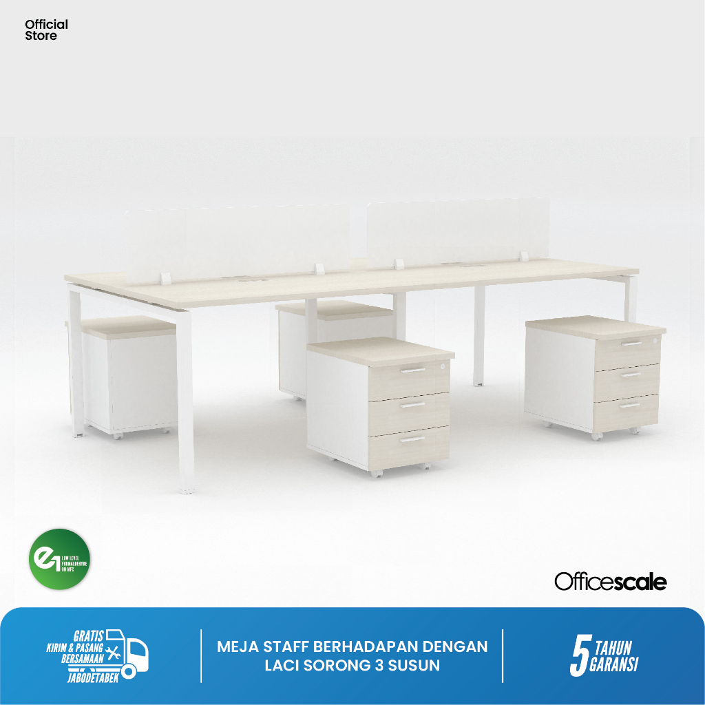 Jual Officescale Meja Kerja Kantor Berhadapan 4 Orang + Pedestal ...