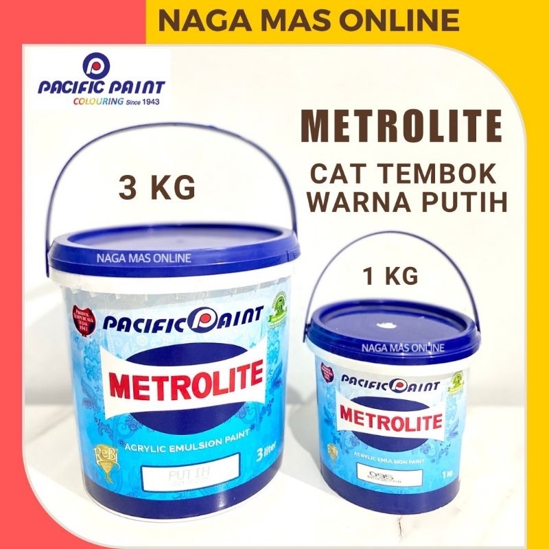 Jual METROLITE CAT TEMBOK 1 KG WARNA PUTIH / CAT AIR METROLITE PASIFIC ...