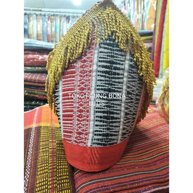 Jual TOPI ADAT BATAK DARI BAHAN ULOS RAGIHIDUP WARNA PUTIH LIRIS HITAM ...