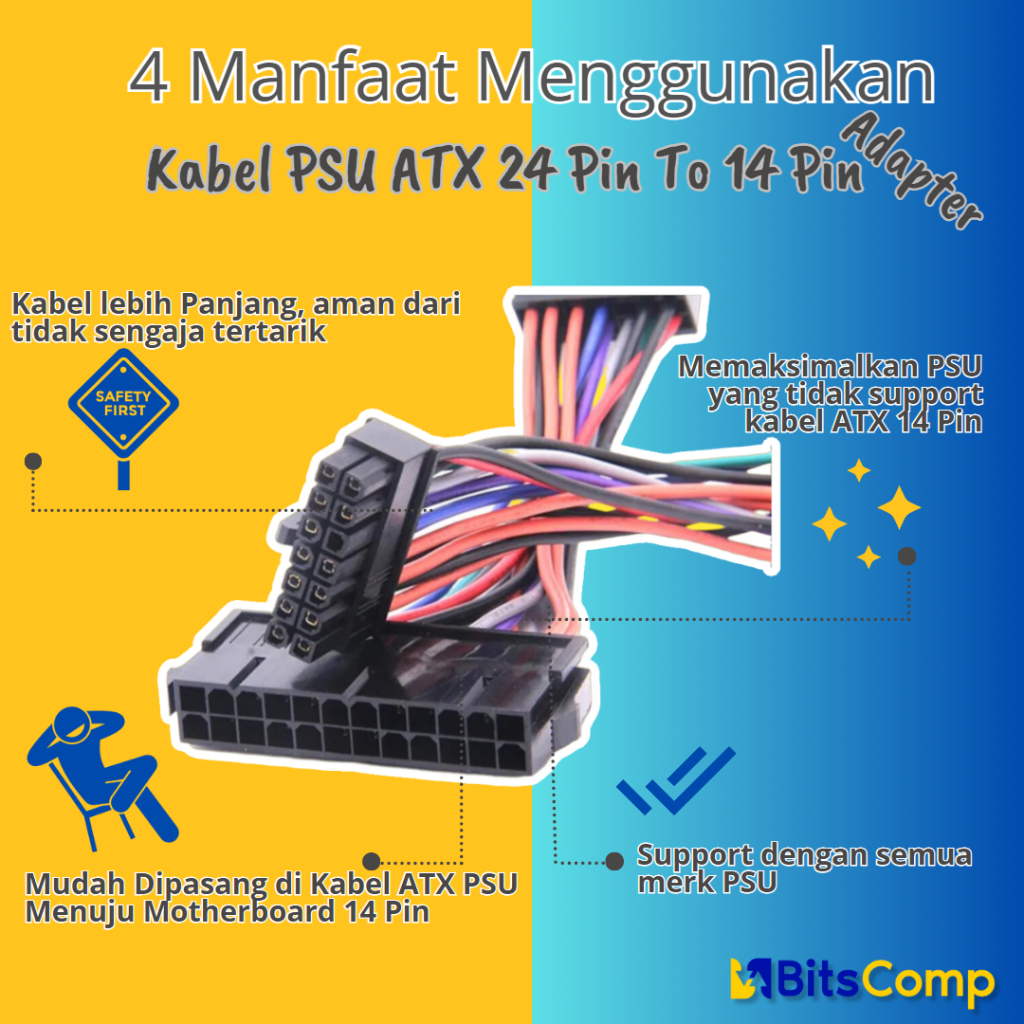 Jual Kabel Converter Power Supply 24 Pin To 14 Pin Motherboard ...