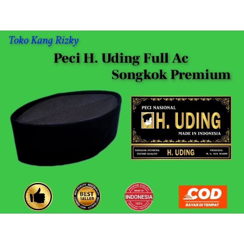 Jual Peci Full Ac Songkok Hitam Premium H. Uding Tinggi 7,8,9,10 ...
