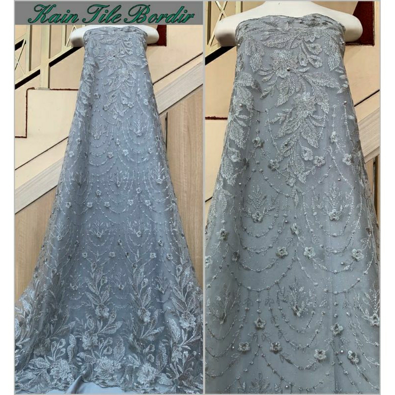 Jual Kain Tile/Tulle Bordir Mutiara, kain tile brokat, tile mutiara ...