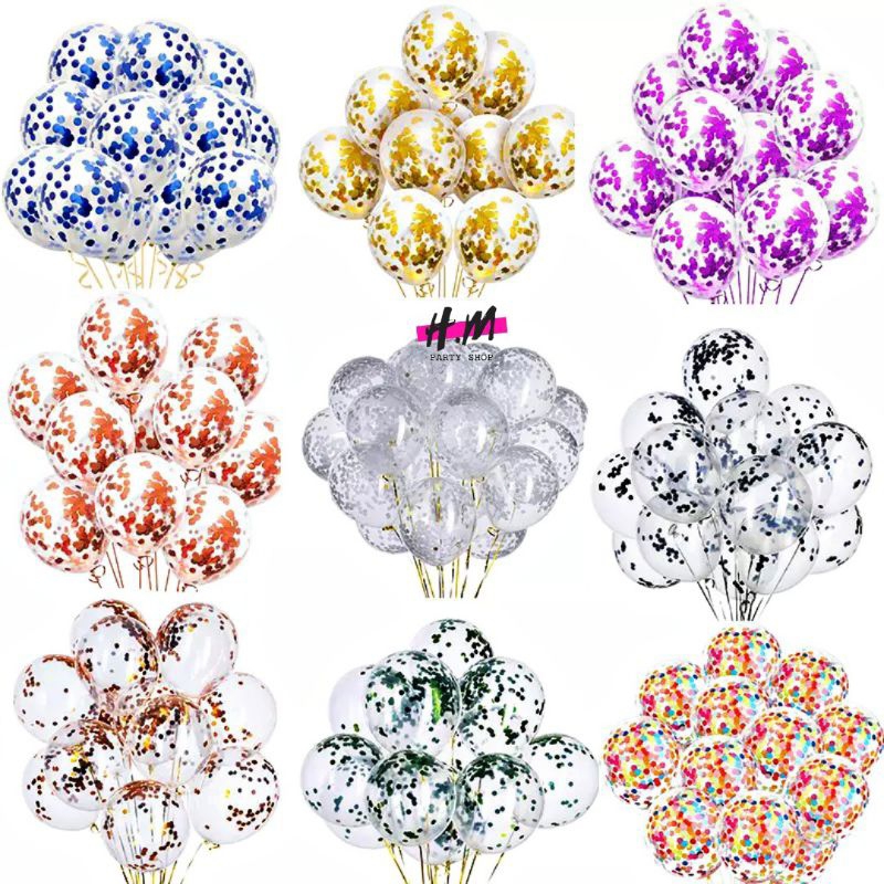 Jual (1 PCS) BALON LATEX TRANSPARANT ISI CONFETTI | CONFETTI BALLOON 12 ...