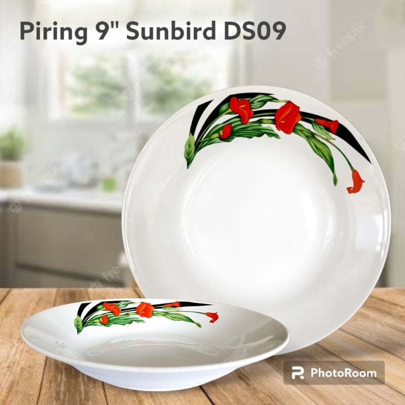 Jual PIRING MAKAN KERAMIK PUTIH 9 INCH LISTMAS / KEMBANG SUNBIRD ...