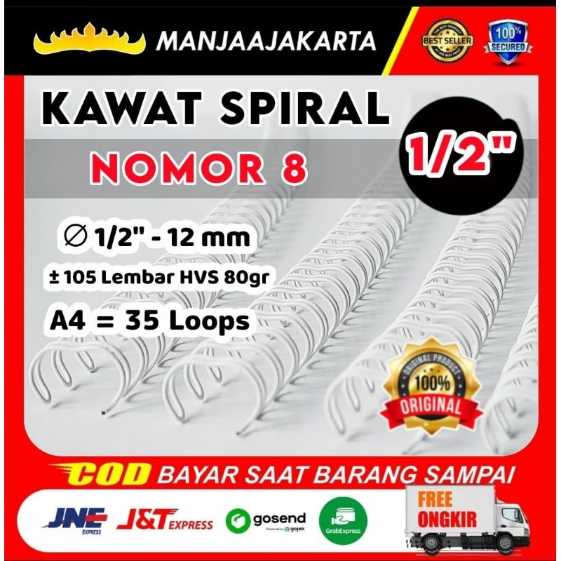 Jual Kawat Spiral 1/2putih A4 Ring Kawat Nomor 8 A4 Spiral Kawat Jilid ...