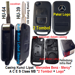Jual casing kunci lipat flip key alarm remote mercedes benz a c e s ...