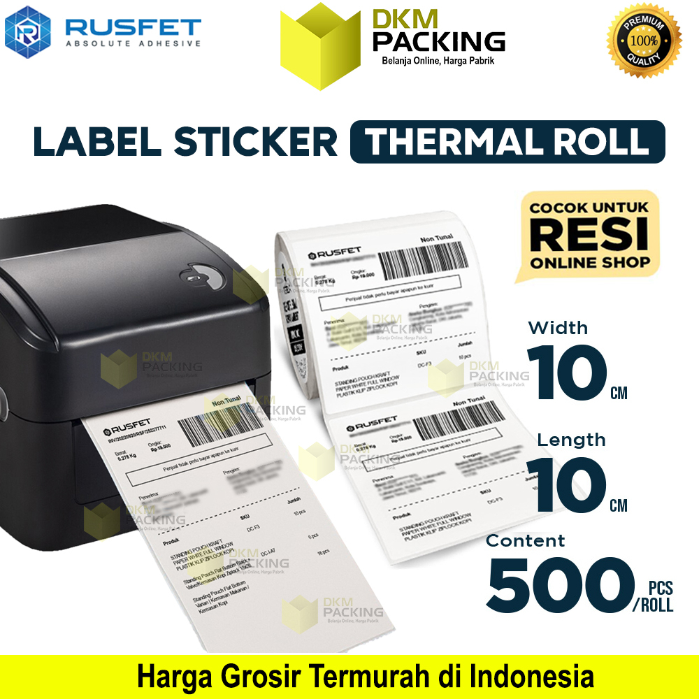 Jual Sticker Thermal Paper Label Kertas Printer Resi Stiker Barcode POS RUSFET TERMURAH | Shopee ...