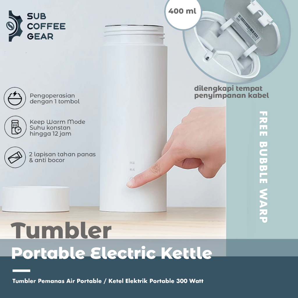 Jual TUMBLER KETTLE PORTABLE ELECTRIC KETTLE BOTOL MINUM THERMOS TERMOS ...
