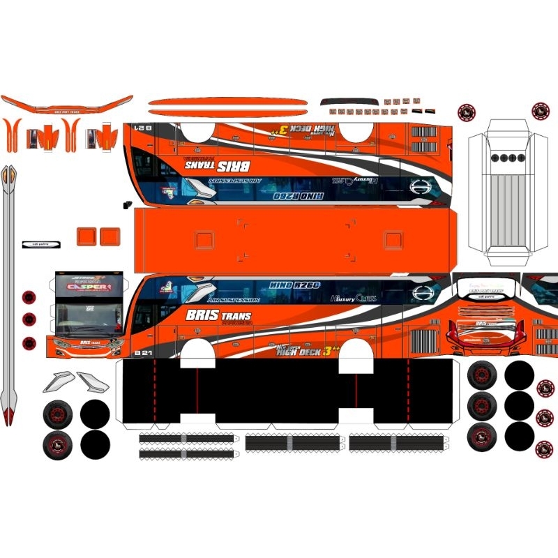 Jual Lembaran Pola Papercraft Bus skala 50 Tuan muda nafit trans putra ...