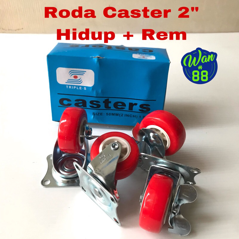 Jual Roda Caster 2” Hidup + Rem Triple -S harga per Set (isi 4 pcs ...