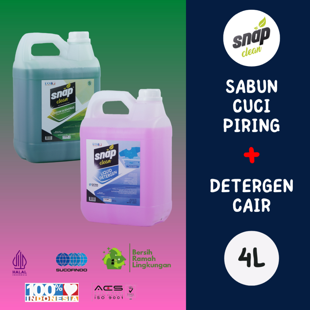 Jual (BUNDLING) Snap Clean Sabun Cuci Piring + Detergen Cair 4L ...
