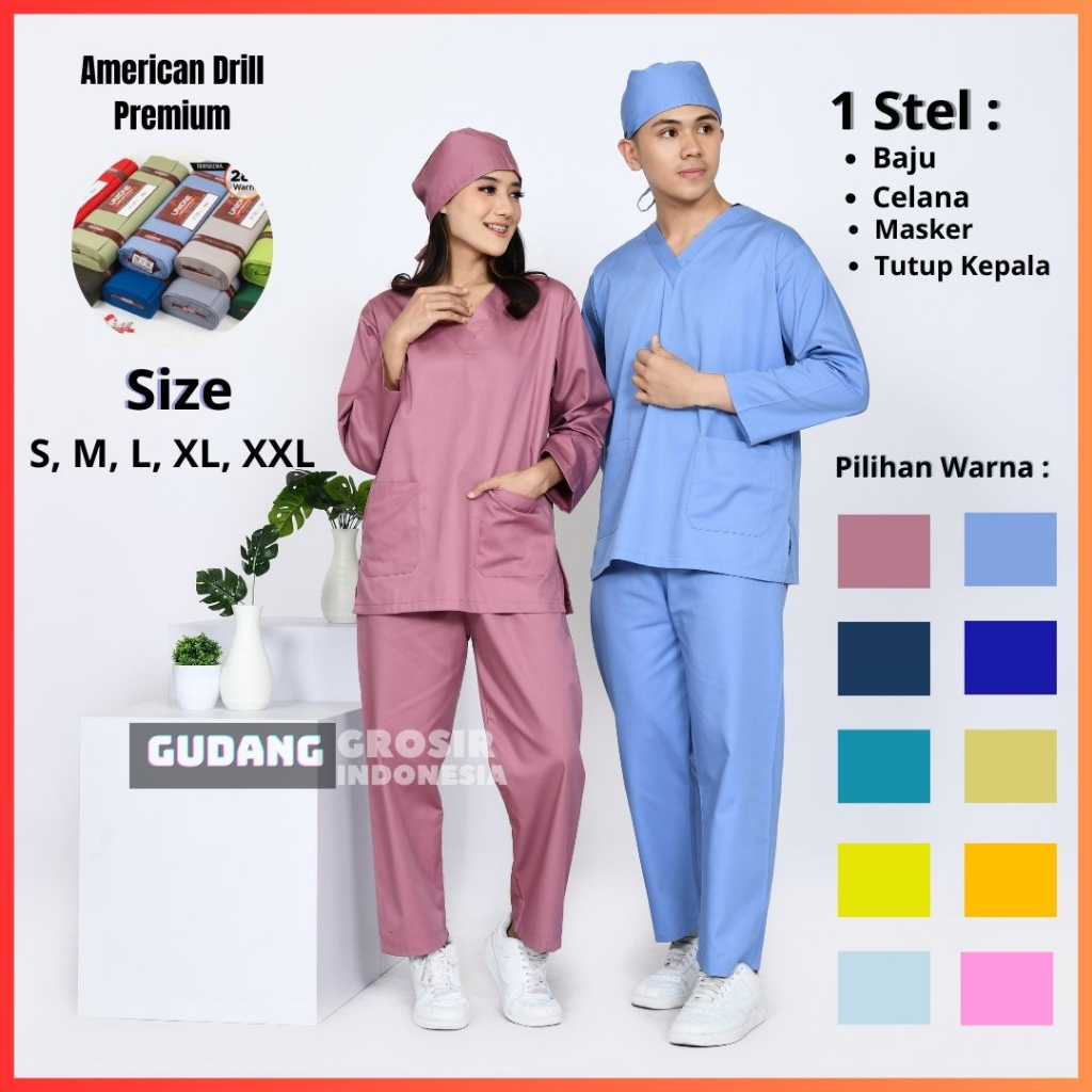 Jual [KHUSUS LENGAN PANJANG] Baju Jaga Dokter Scrub OK Modern | Scrubs ...