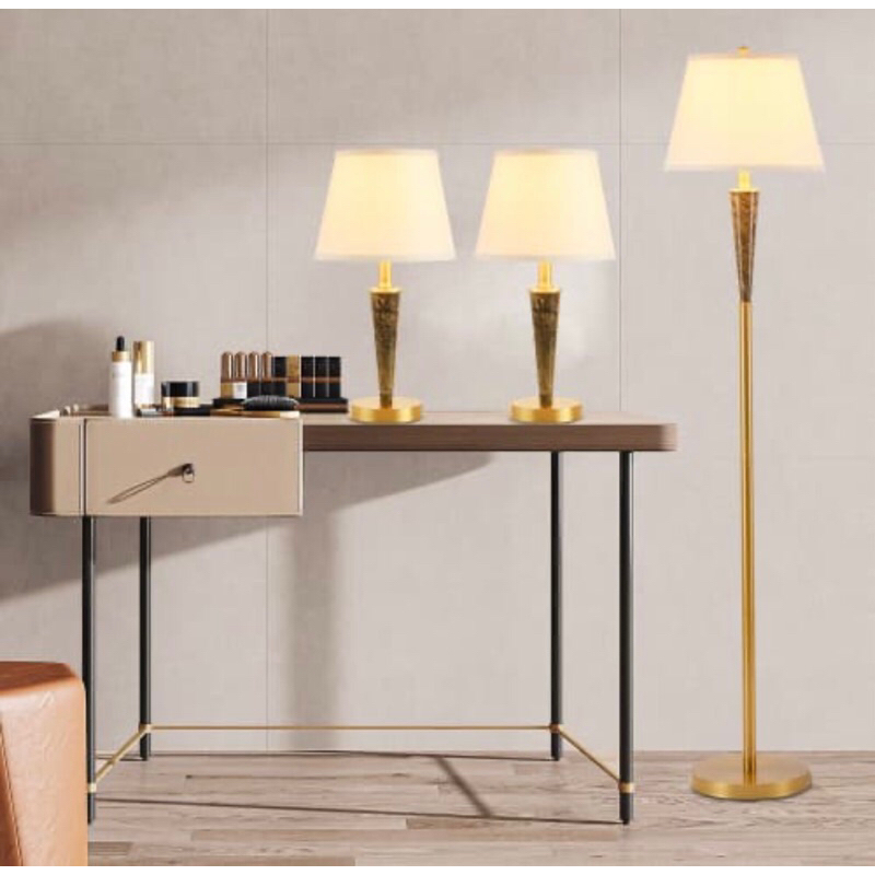 Jual EGLARE COMBO SET CASSIE BRASS LAMPU MEJA DAN LANTAI 3-SET E-27 ...