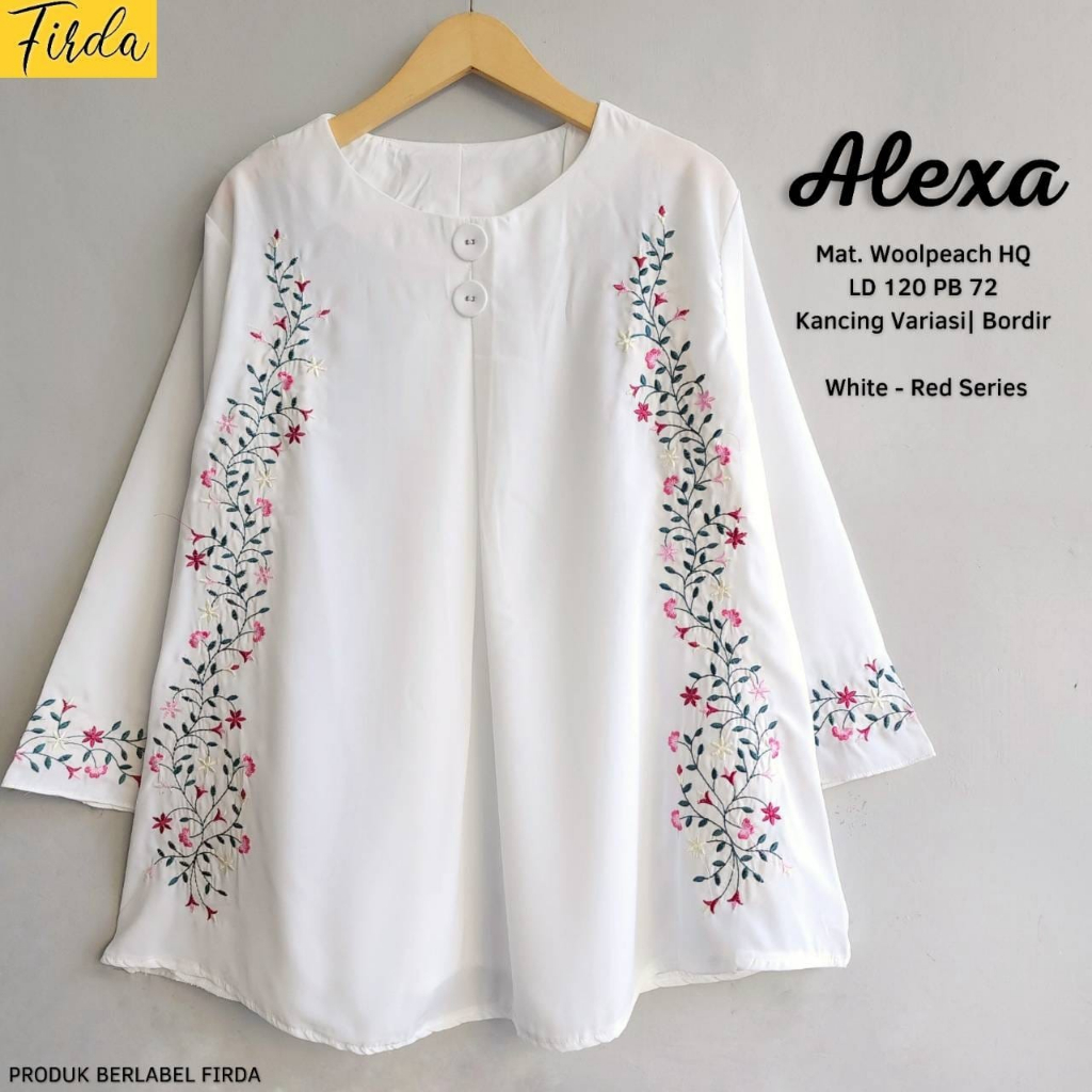 Jual RESTOCK !! ALEXA ATASAN BLOUSE PUTIH LENGAN PANJANG JUMBO SIZE LD ...