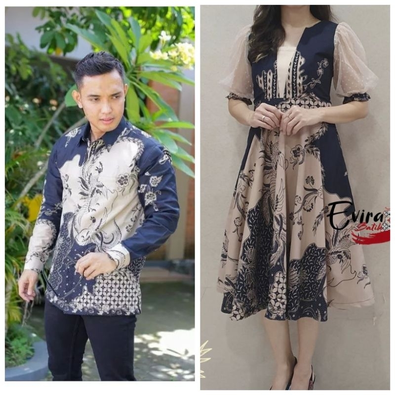 Jual Dress batik pesta couple navi S M L XL XXL 3XL 4XL | Shopee Indonesia