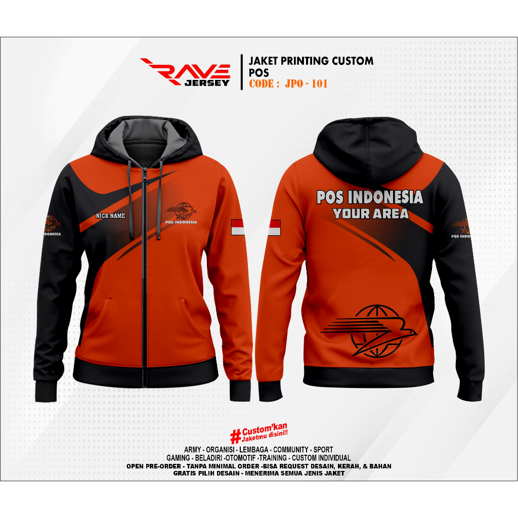 Jual JAKET KURIR POS&GIRO INDONESIA FULL PRINTING SUBLIM CUSTOM (DESAIN ...