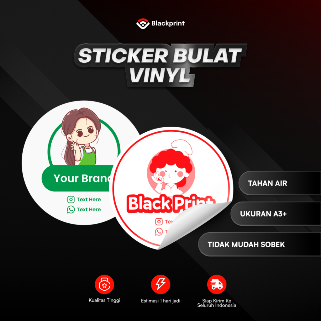 Jual CETAK STIKER LABEL BULAT ANTI AIR / STICKER KEMASAN MAKANAN PRODUK ...