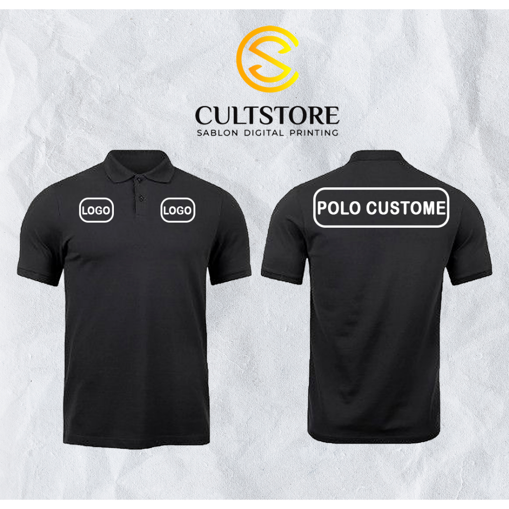 Jual KAOS polo custom sablon bahan premium bisa satuan | Shopee Indonesia