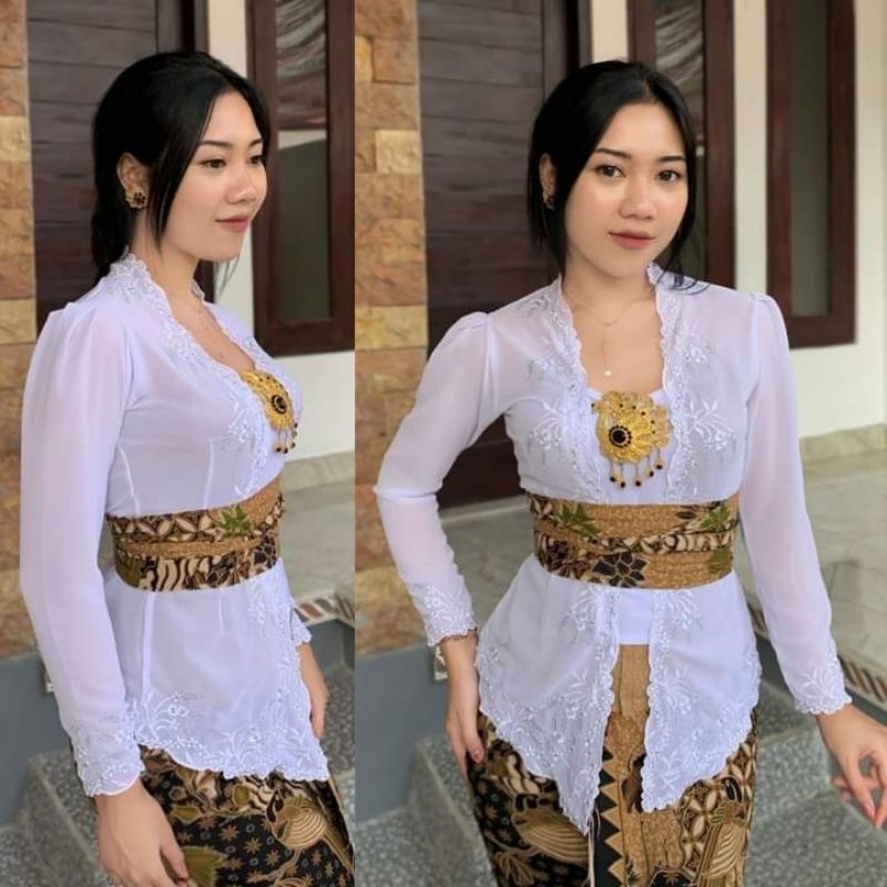 Jual Ready kebaya bordir motif padi warna benang gold dan silfer ...
