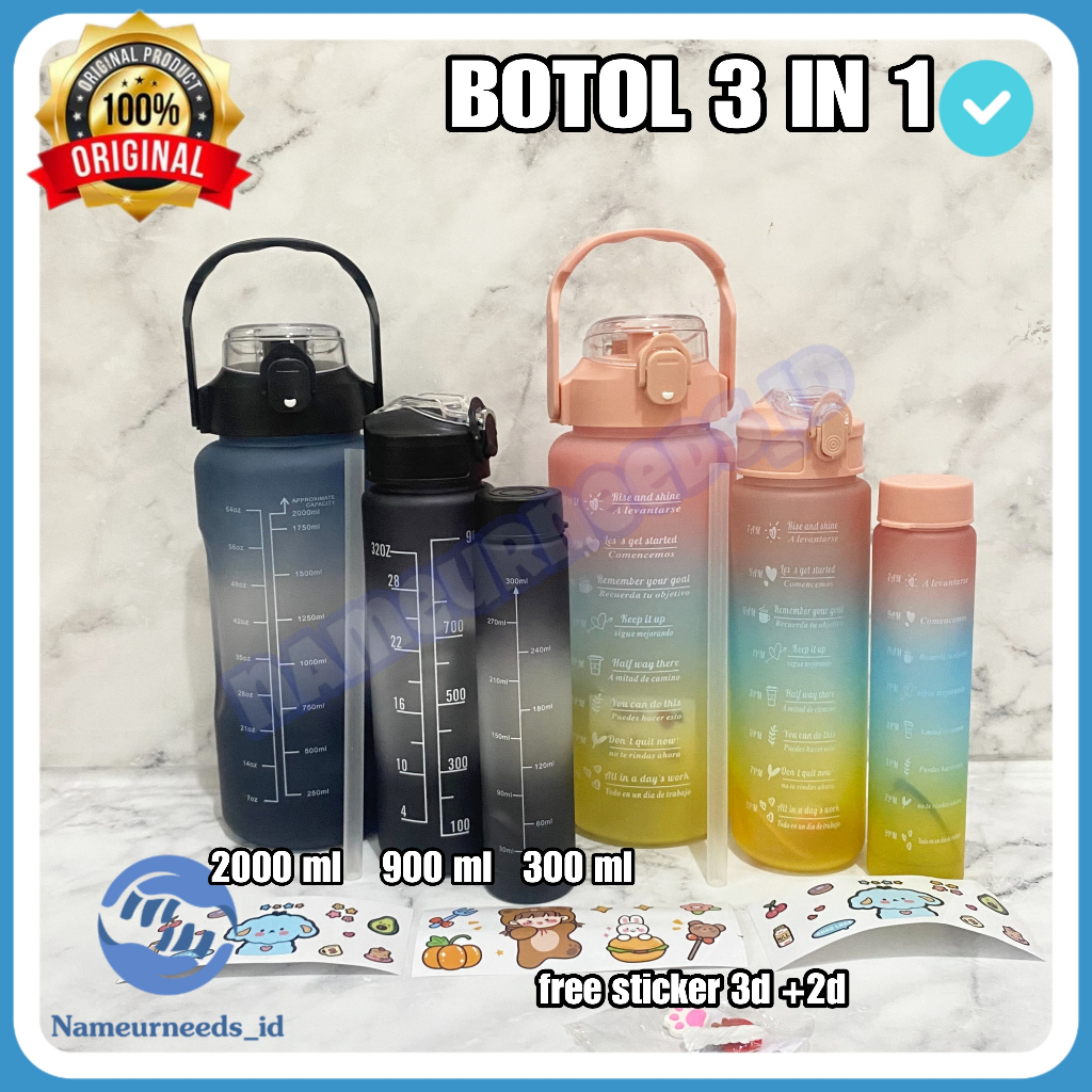 Jual BOTOL MINUM VIRAL BERANAK 3IN1 BOTOL FREE STICKER 2D/3D DAN ...