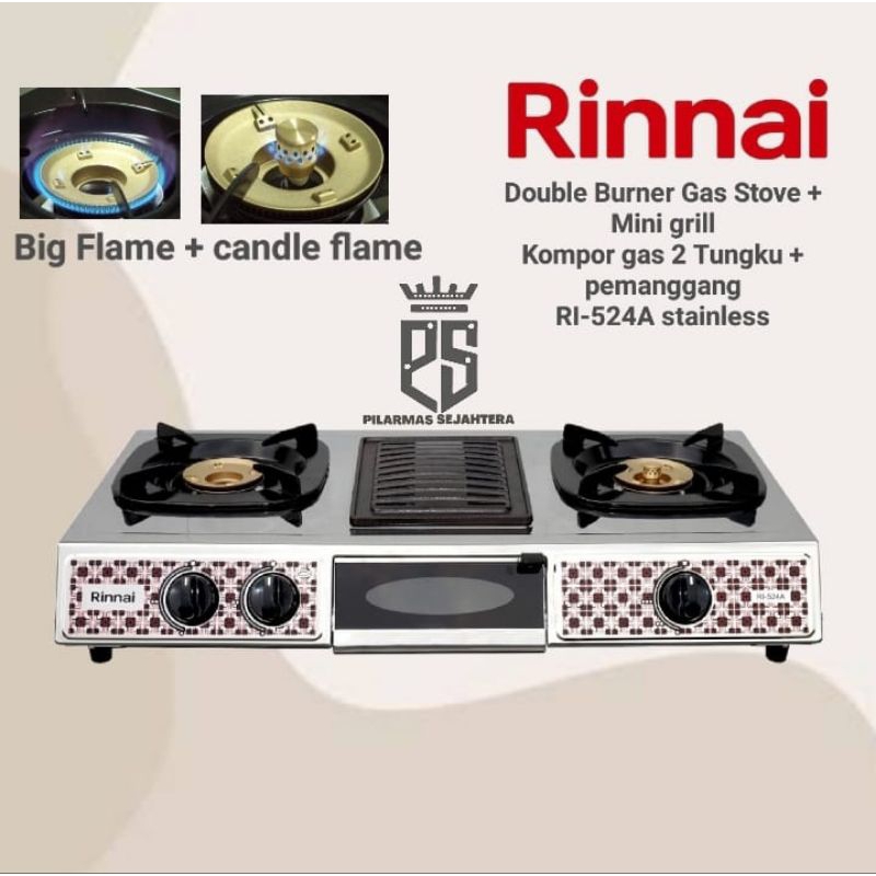 Jual Kompor rinnai 2 sumbu RI524A Kompor gas rinnai Grill Gas stove ...