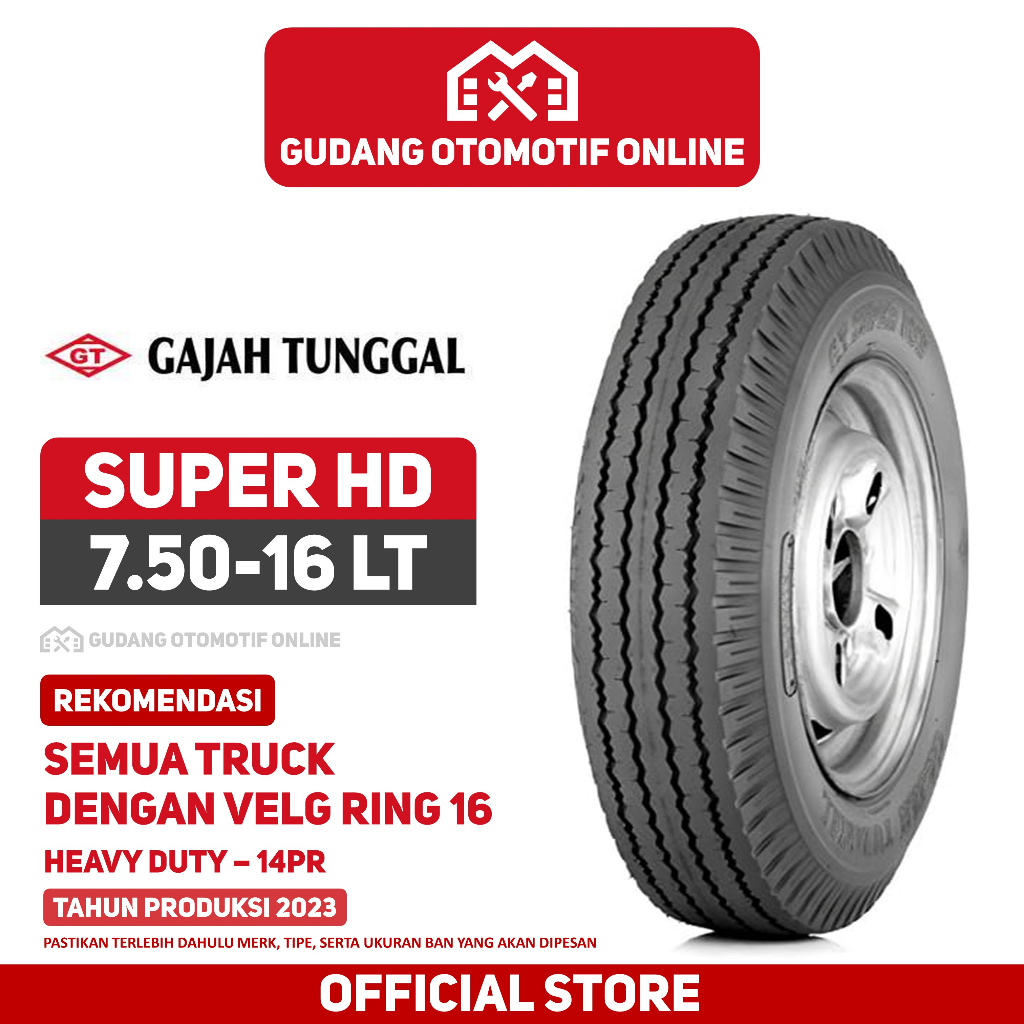 Jual BAN TRUK BAN GAJAH TUNGGAL GT SUPER HD 750 16 - BAN TRUCK TRUK 7.50 16 75016 - BAN BENANG ...