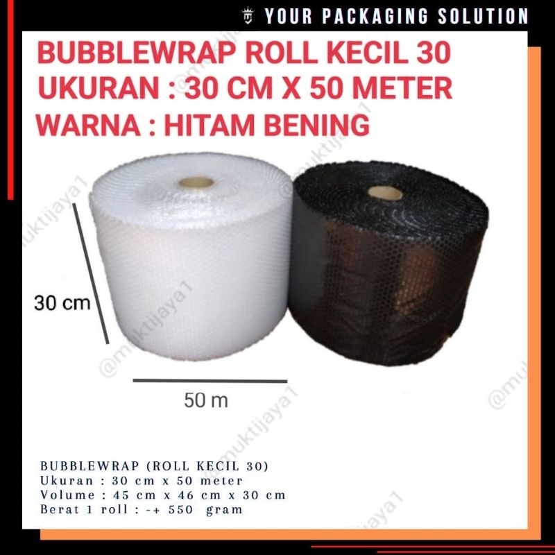 Jual BUBBLEWRAP ROLL KECIL 30 (Uk. 30cm x 50m) • PLASTIK GELEMBUNG ...