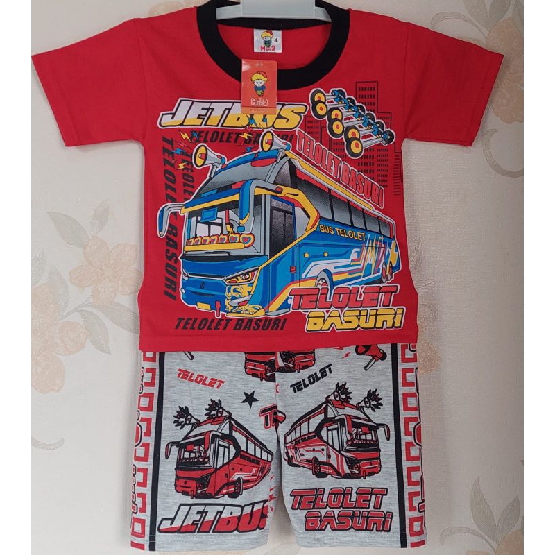 Jual Baju TELOLET BASURI terbaru anak laki-laki / Setelan kaos viral TELOLET BASURI jetbus ...