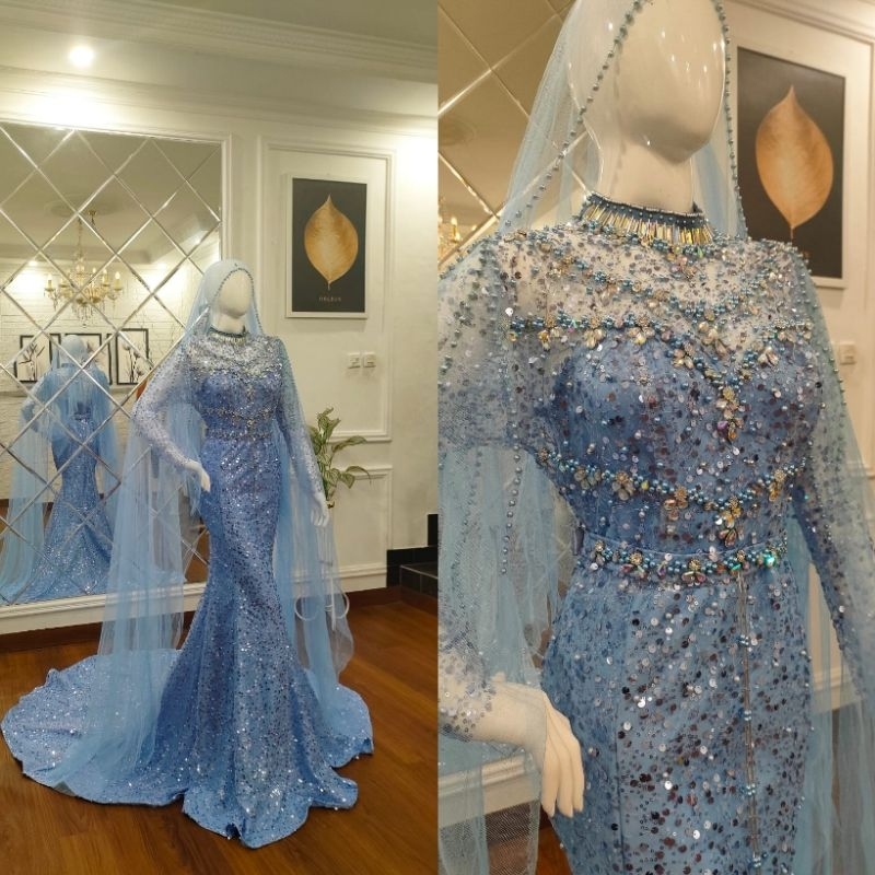 Jual gaun pengantin modern | kebaya pengantin model duyung ekor terusan ...