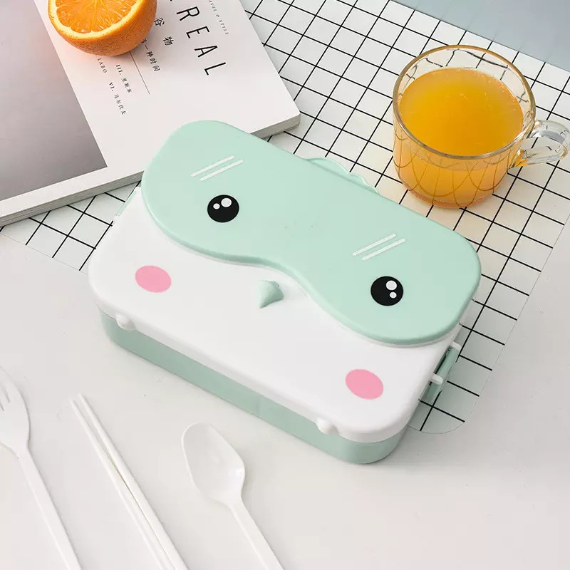 Jual KOTAK MAKAN LUNCH BOX LUCU / KOTAK BEKAL 4 SEKAT FREE SENDOK GARPU ...