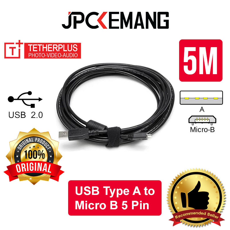 Jual Kabel Kamera TetherPlus USB 2.0 Micro B to Type A 5M Tether Plus Cable TP-UB2AMCM-500 ...