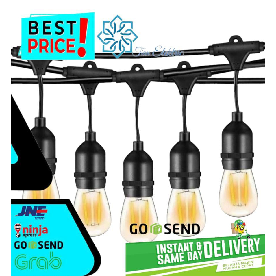Jual Fitting Lampu Gantung Cafe Outdoor 10 Meter 10 Fitting E27 | Shopee Indonesia