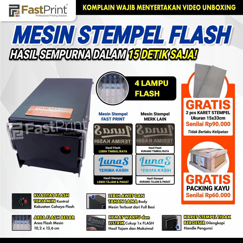 Jual Mesin Stempel Flash Premium 4 lampu Full Plat Besi | Shopee Indonesia