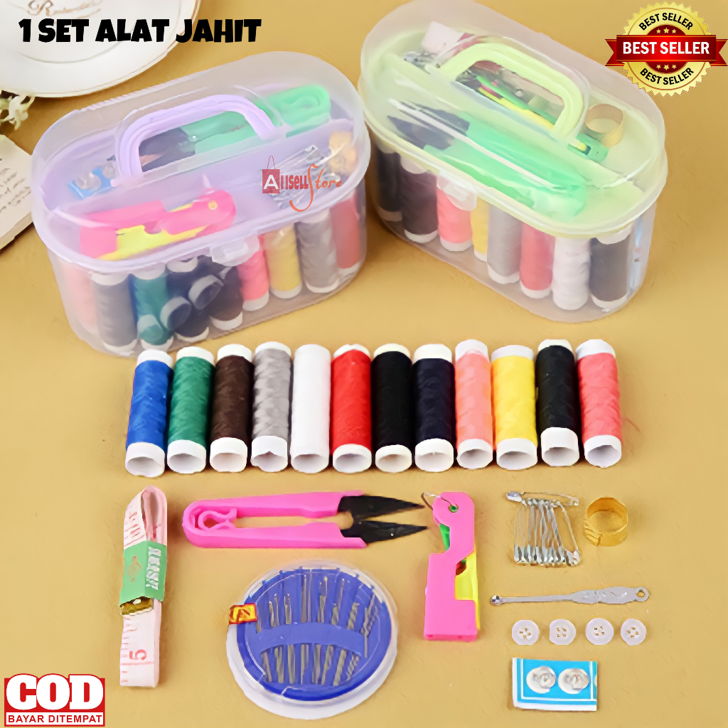 Jual ( BISA COD ) PROMO ALAT JAHIT SATU SET KOTAK LENGKAP / SET ALAT ...