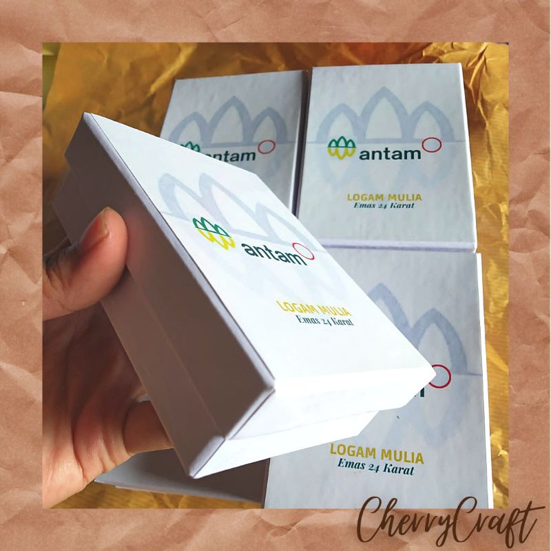 Jual Box Antam Mini gold emas 9x6x3 cm cover luar plus busa tebal dan ...
