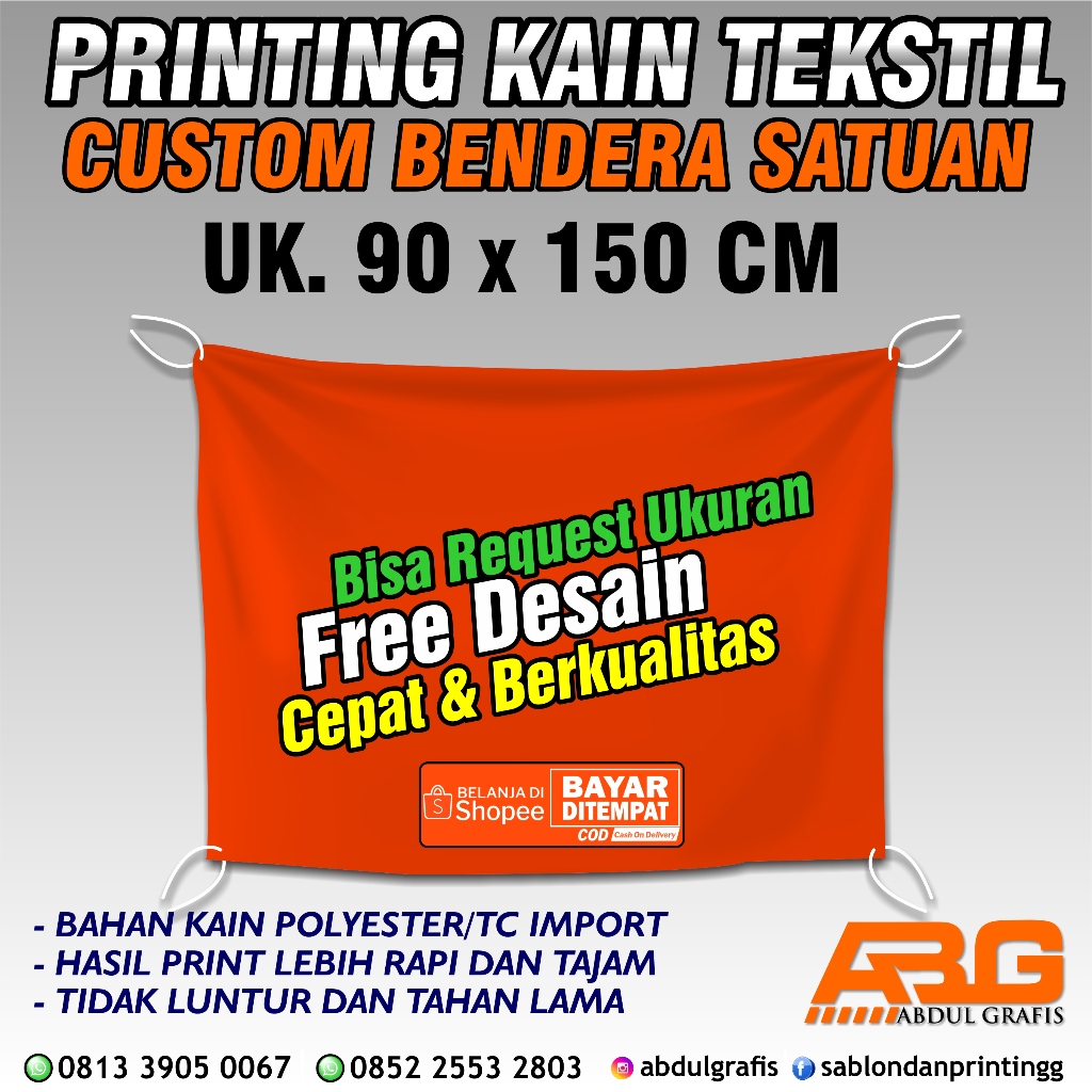 Jual PROMO CETAK BENDERA PRINTING CUSTOM SATUAN Giantflag(GF) Miniflag ...