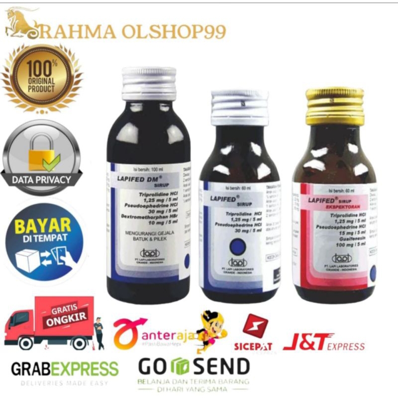 Jual LAPIFED SIRUP 60 ML/LAPIFED EKSPETORAN 60ML/LAPIFED DM 100 ML ...